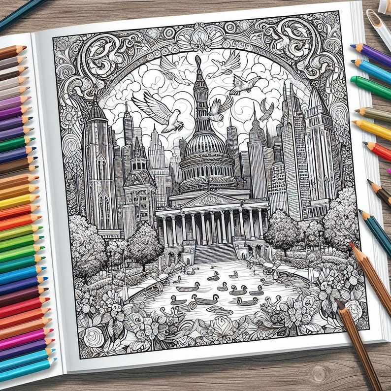 Coloring Book cities of the World 300pcs, Printable Coloring Books ...
