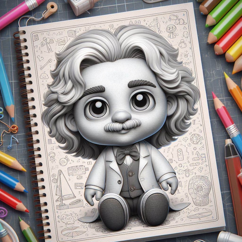 Genius in Pictures - Coloring Book "cartoon Einstein" Color the ...