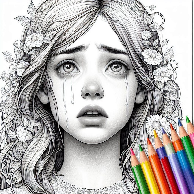 Tears of the Soul: Coloring Book crying Girls Emotions on Canvas 100 ...