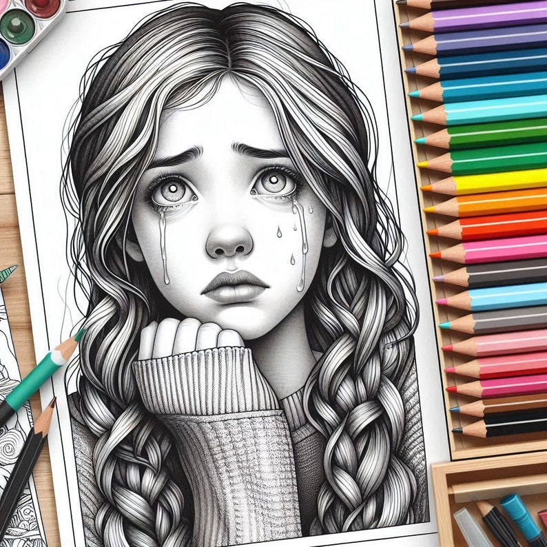 Tears of the Soul: Coloring Book crying Girls Emotions on Canvas 100 ...