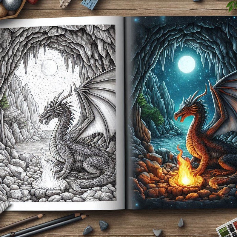 World of Dragons 100 Illustrations for Coloring, Color Your Dragon ...