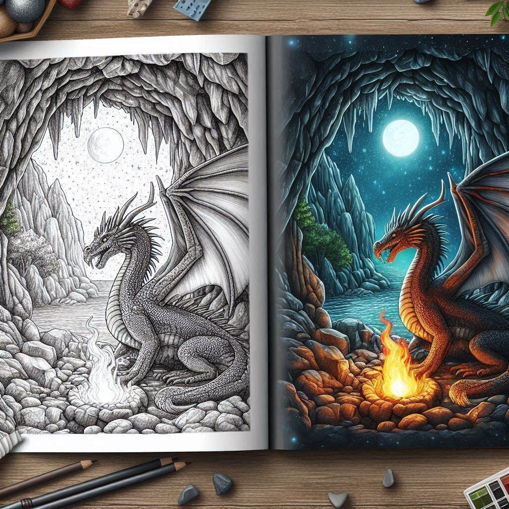 World of Dragons 100 Illustrations for Coloring, Color Your Dragon ...