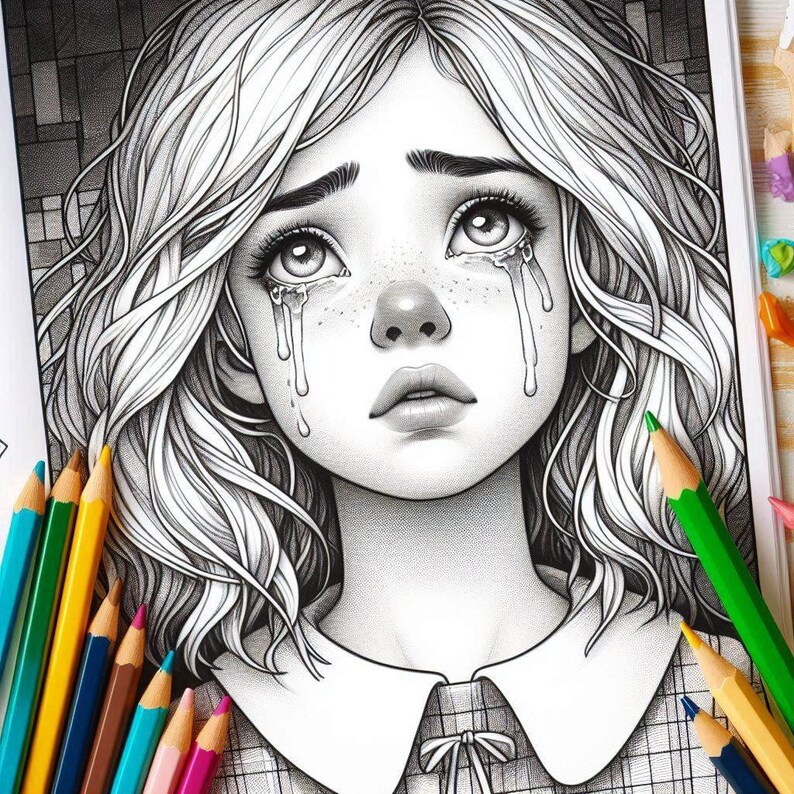 Tears of the Soul: Coloring Book crying Girls Emotions on Canvas 100 ...