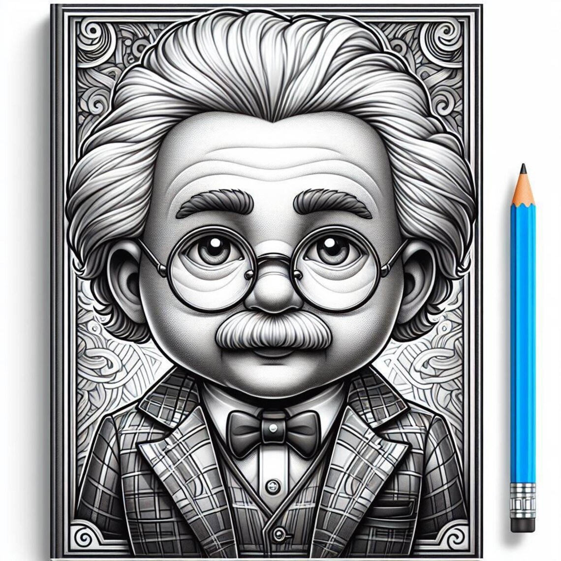 Genius in Pictures Coloring Book cartoon Einstein Color the Discoveries ...