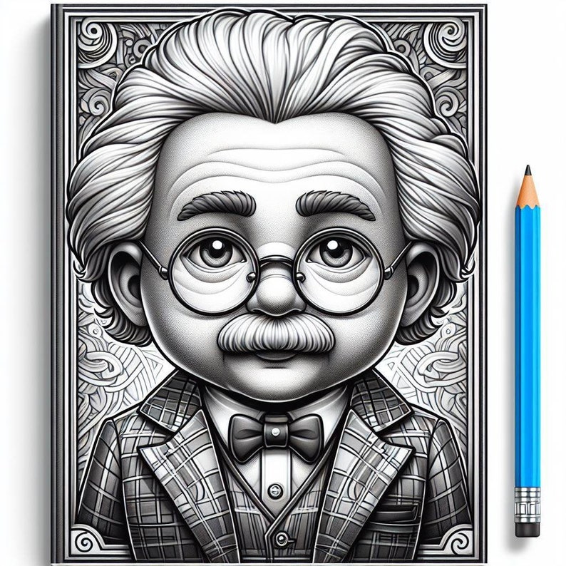 Genius in Pictures Coloring Book cartoon Einstein Color the Discoveries ...