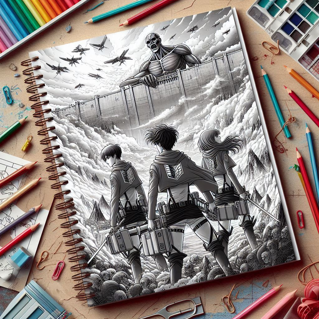 100 PNG Anime Attack on Titan Coloring Pages Bundle Digital Coloring ...