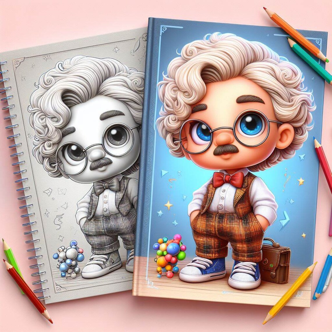 Genius in Pictures - Coloring Book "cartoon Einstein" Color the ...