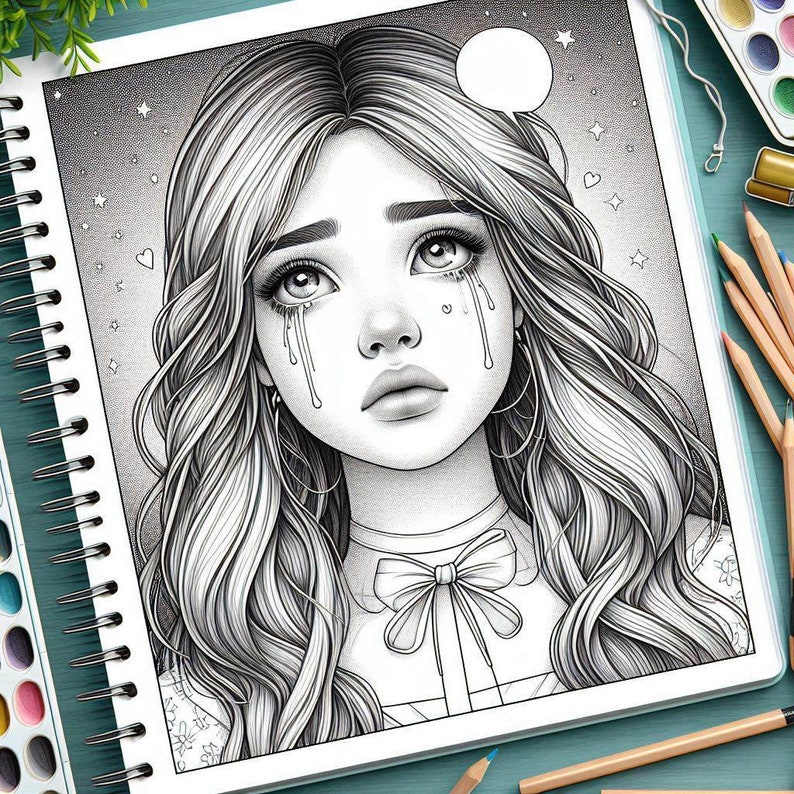Tears of the Soul: Coloring Book crying Girls Emotions on Canvas 100 ...