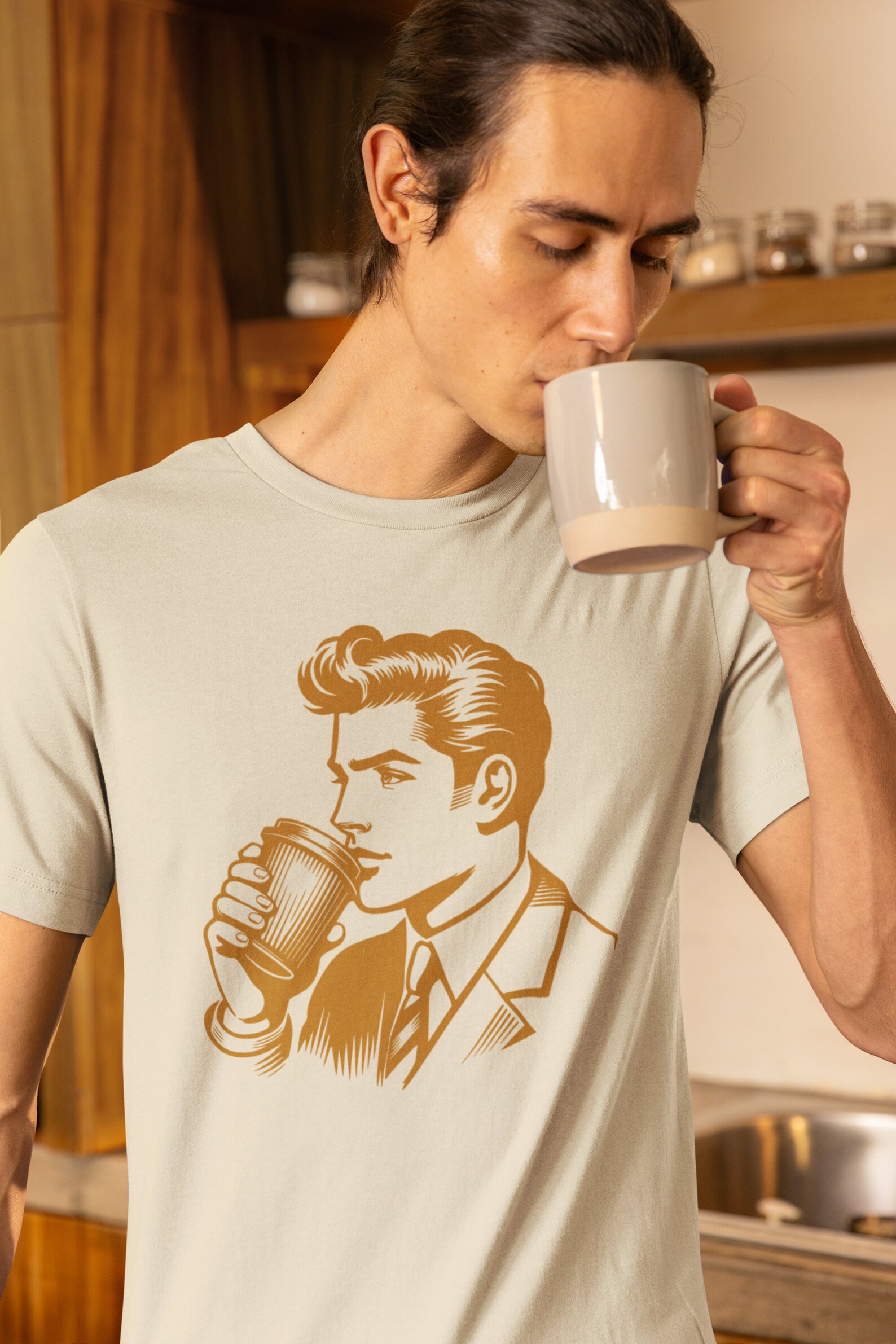 4 Retro Gentleman Enjoying Coffee Svg & Png Cilpart, 50s Man, Editable ...