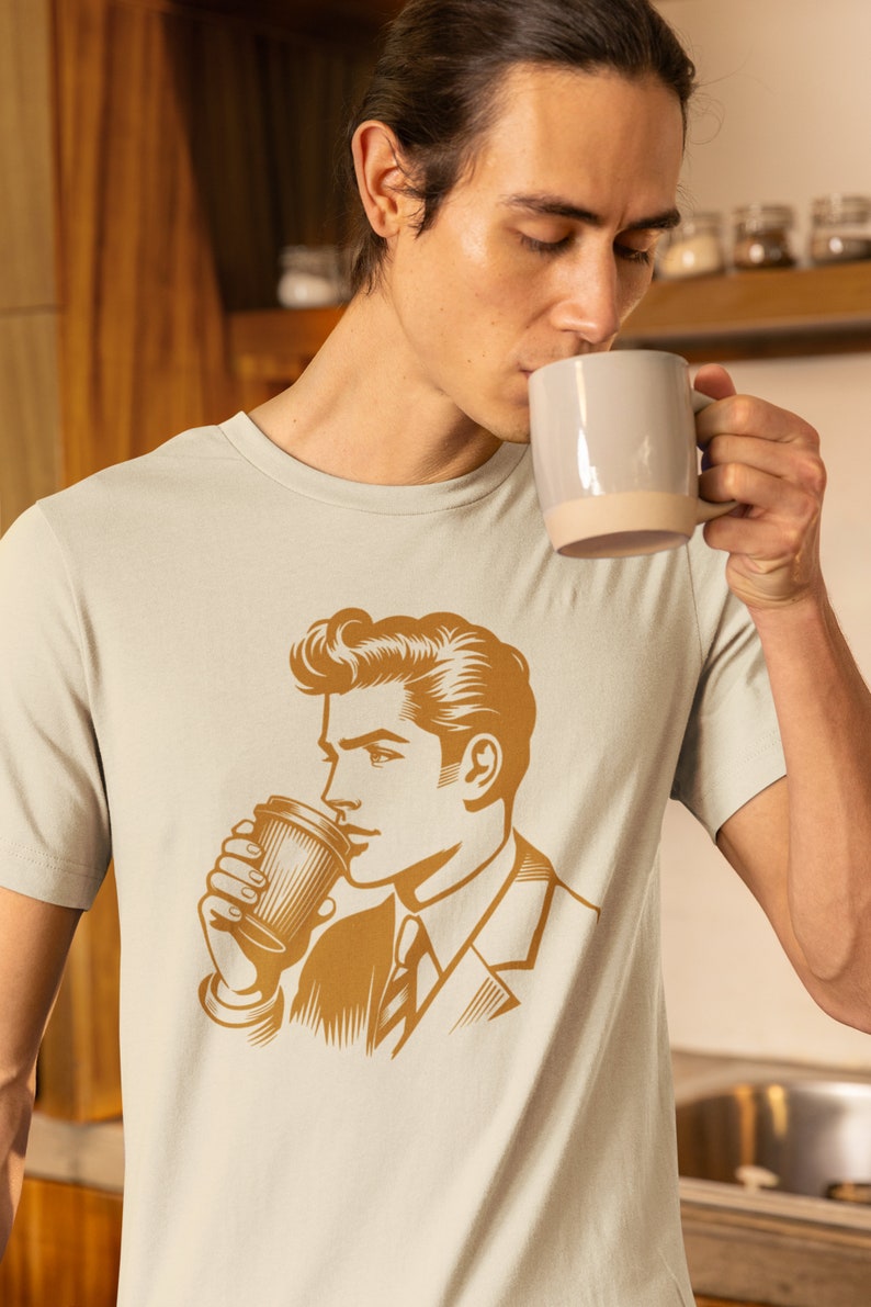 4 Retro Gentleman Enjoying Coffee Svg & Png Cilpart, 50s Man, Editable ...