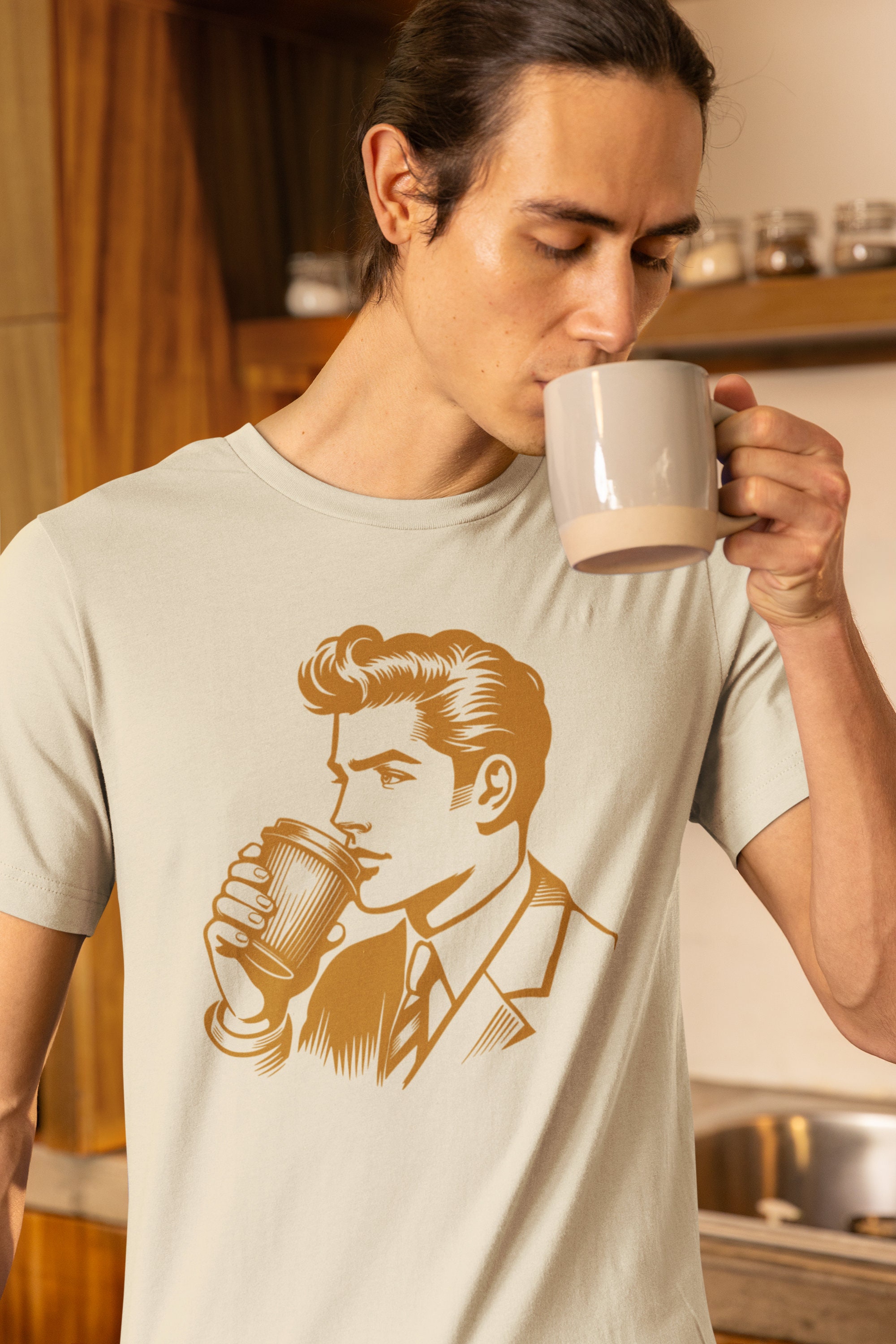 4 Retro Gentleman Enjoying Coffee Svg & Png Cilpart, 50s Man, Editable ...