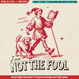 I'm Not the Fool Svg Png Files, the Fool Tarot's Reading a Book With ...