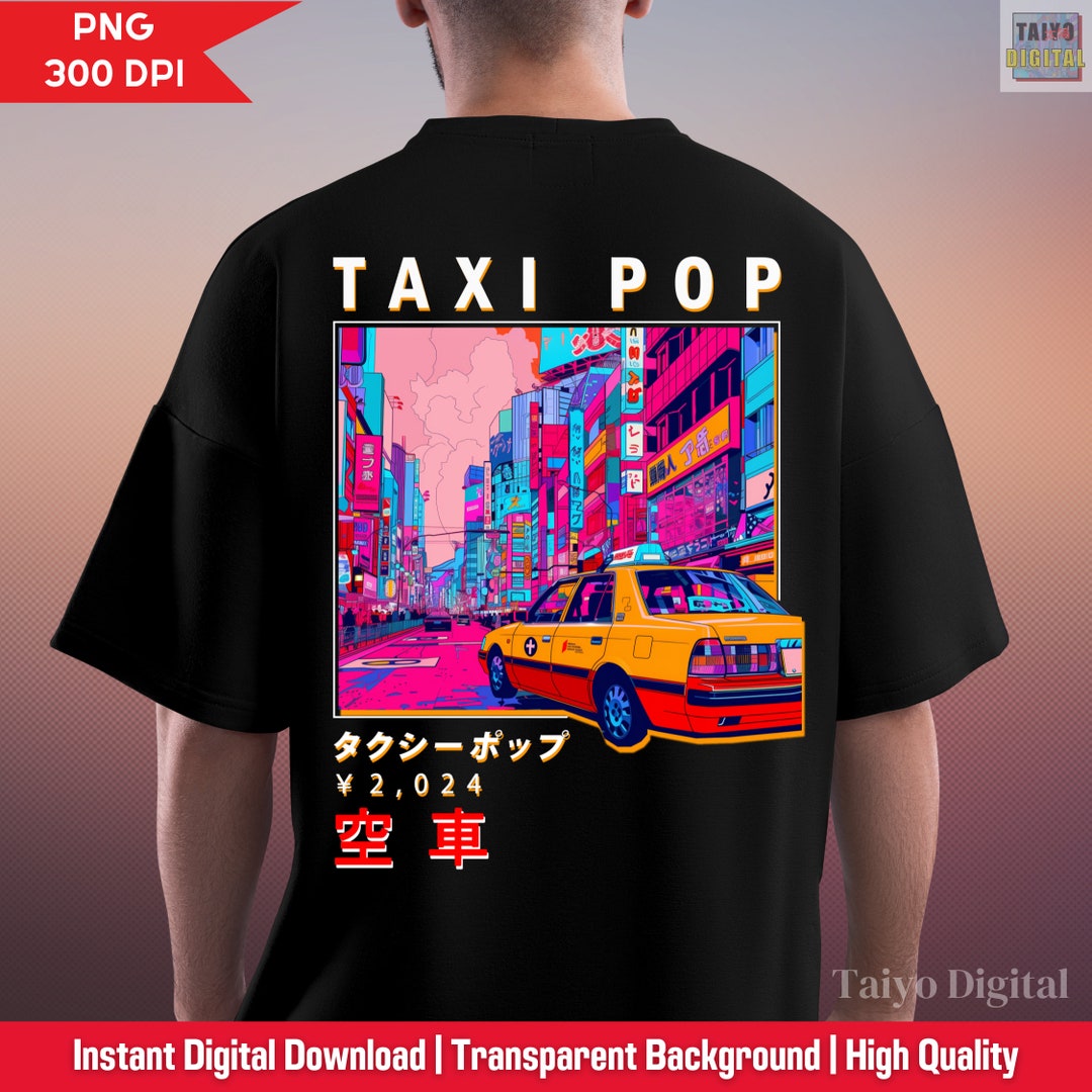 Taxi Pop PNG, Yellow Taxi 80s 90s Style T-shirt Graphic Transparent PNG ...