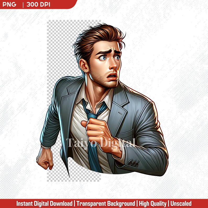 Scared Man Clip Art PNG, Fearful Man Cartoon for Halloween, Scared Man ...