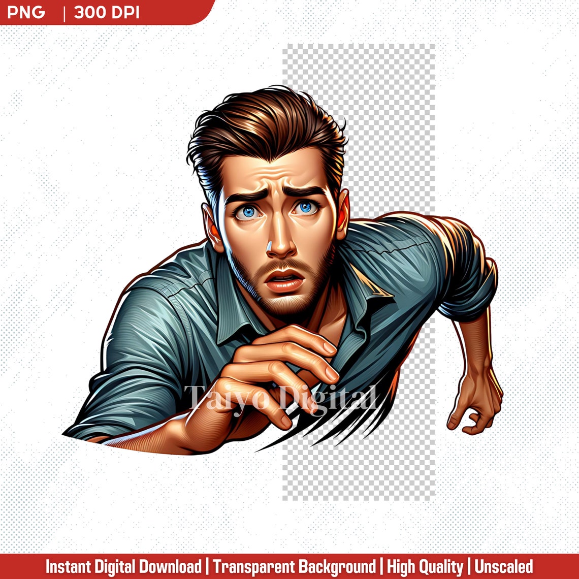 Scared Man Clip Art PNG, Fearful Man Cartoon for Halloween, Scared Man ...