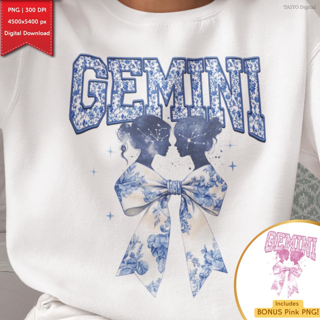 Chinoiserie Gemini Zodiac PNG: Toile Bow Design (digital Download) - Etsy