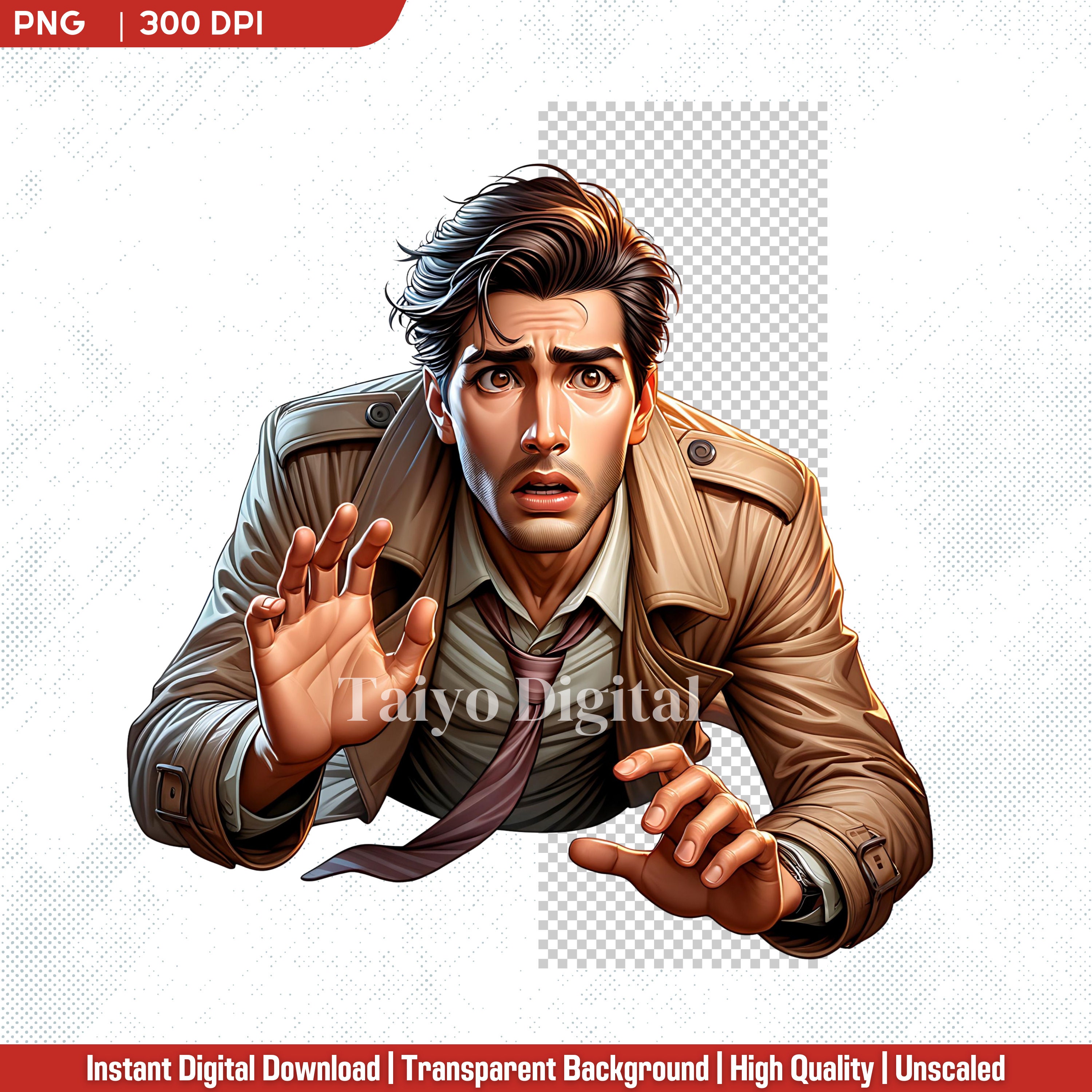 Scared Man Clip Art PNG, Fearful Man Cartoon for Halloween, Scared Man ...