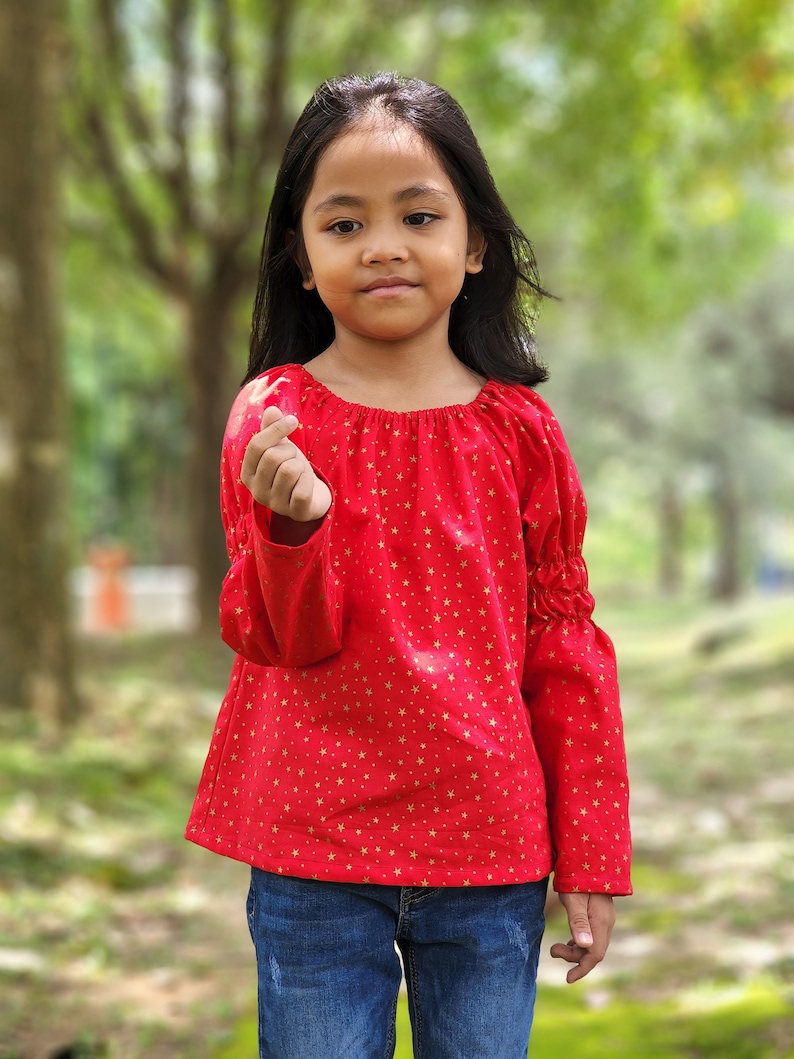 Girl Peasant Top Pattern, Long and Short Sleeves Sewing Pattern - 1 to ...