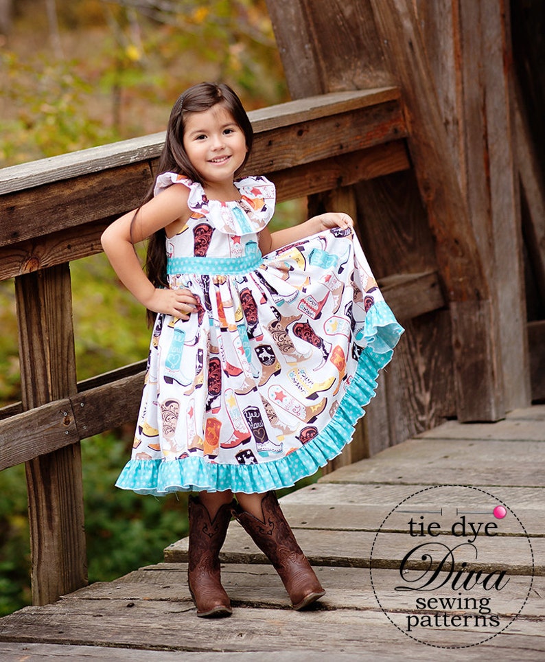 Girls Peasant Dress Sewing Pattern - Ruffle Neck Sash (PDF Download) - Etsy