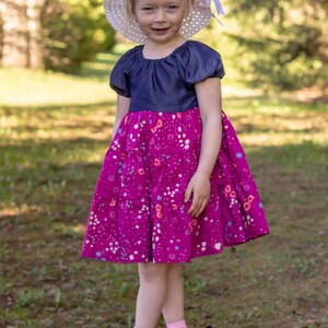 Girls Twirl Dress Sewing Pattern – Tiered Skirt, Puff Sleeves (PDF ...