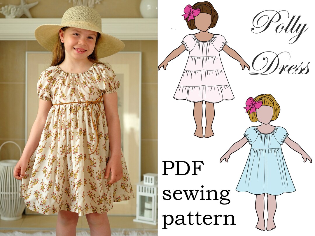 Easy Girls Twirl Dress Pattern - Full Twirly Tiers - Puff Sleeves - 2 ...