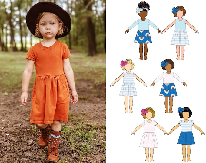 Girls Dress Pattern for Knit Fabric POCKETS PDF Download Includes ...