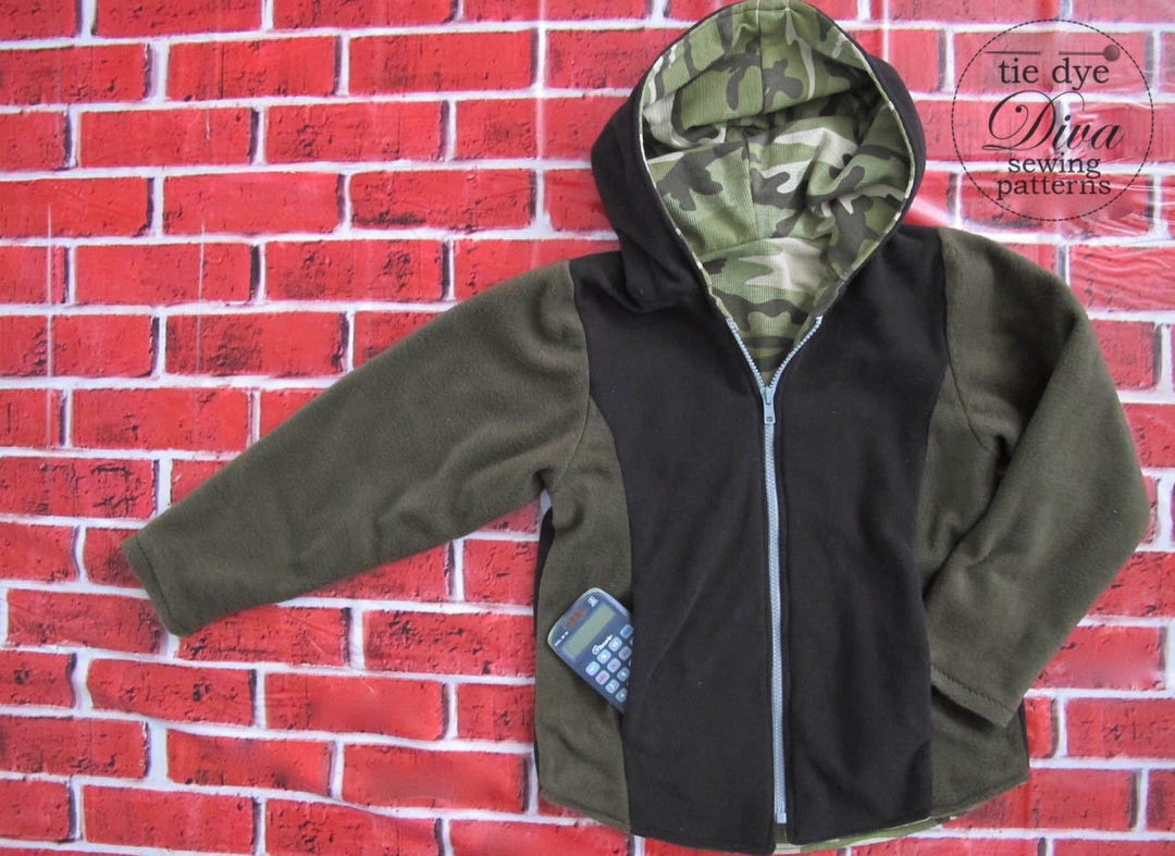 Kids Jacket Pattern - Zip up or Snaps, Warm Lined Hoodie Jacket for ...