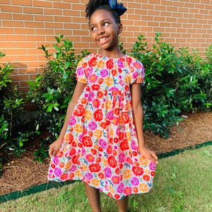 Girls Twirl Dress Sewing Pattern – Tiered Skirt, Puff Sleeves (PDF ...