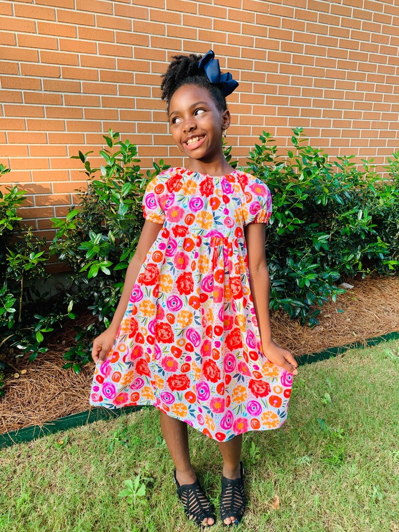 Easy Girls Twirl Dress Pattern - Full Twirly Tiers - Puff Sleeves - 2 ...