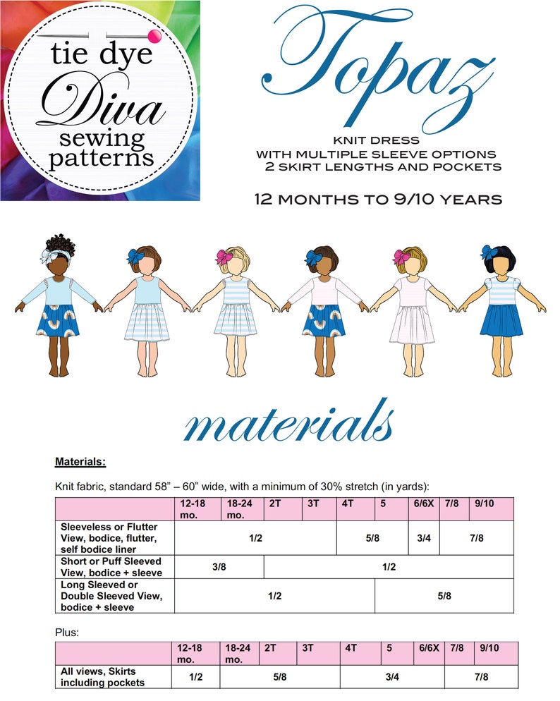 Girls Dress Pattern for Knit Fabric POCKETS PDF Download - Etsy