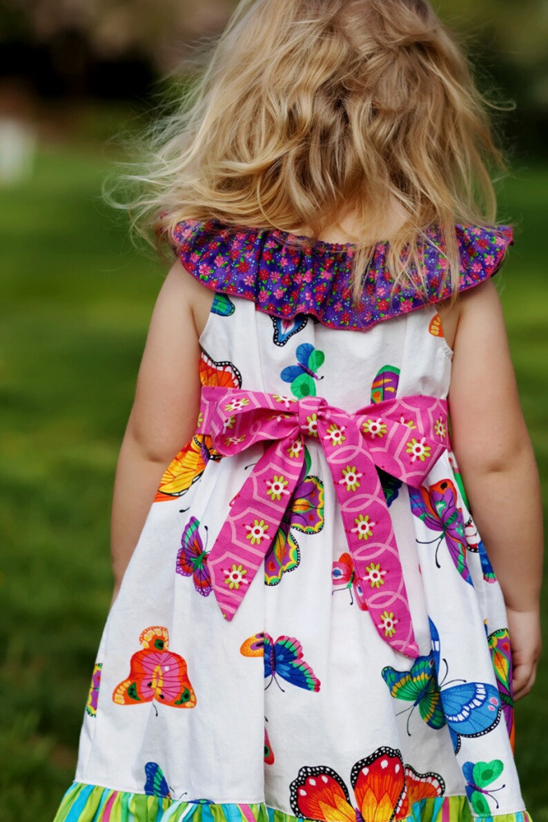 Girls Peasant Dress Pattern With Ruffle Neck and Sash PDF | Etsy