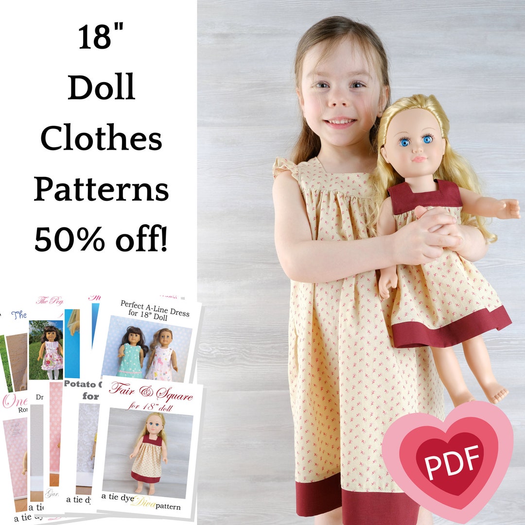 18" Doll Clothes Pattern Bundle - 11 PDF Patterns - SALE - Sewing ...