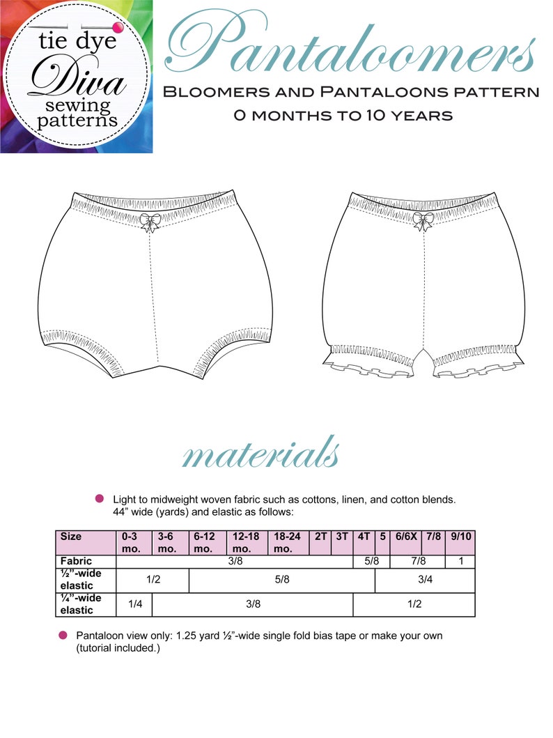 Easy Bloomers and Pantaloons Pattern for Baby, Toddler and Girls - PDF ...