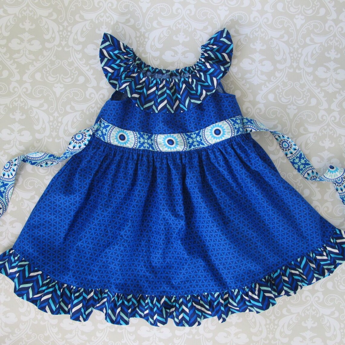 Girls Peasant Dress Pattern With Ruffle Neck and Sash PDF - Etsy
