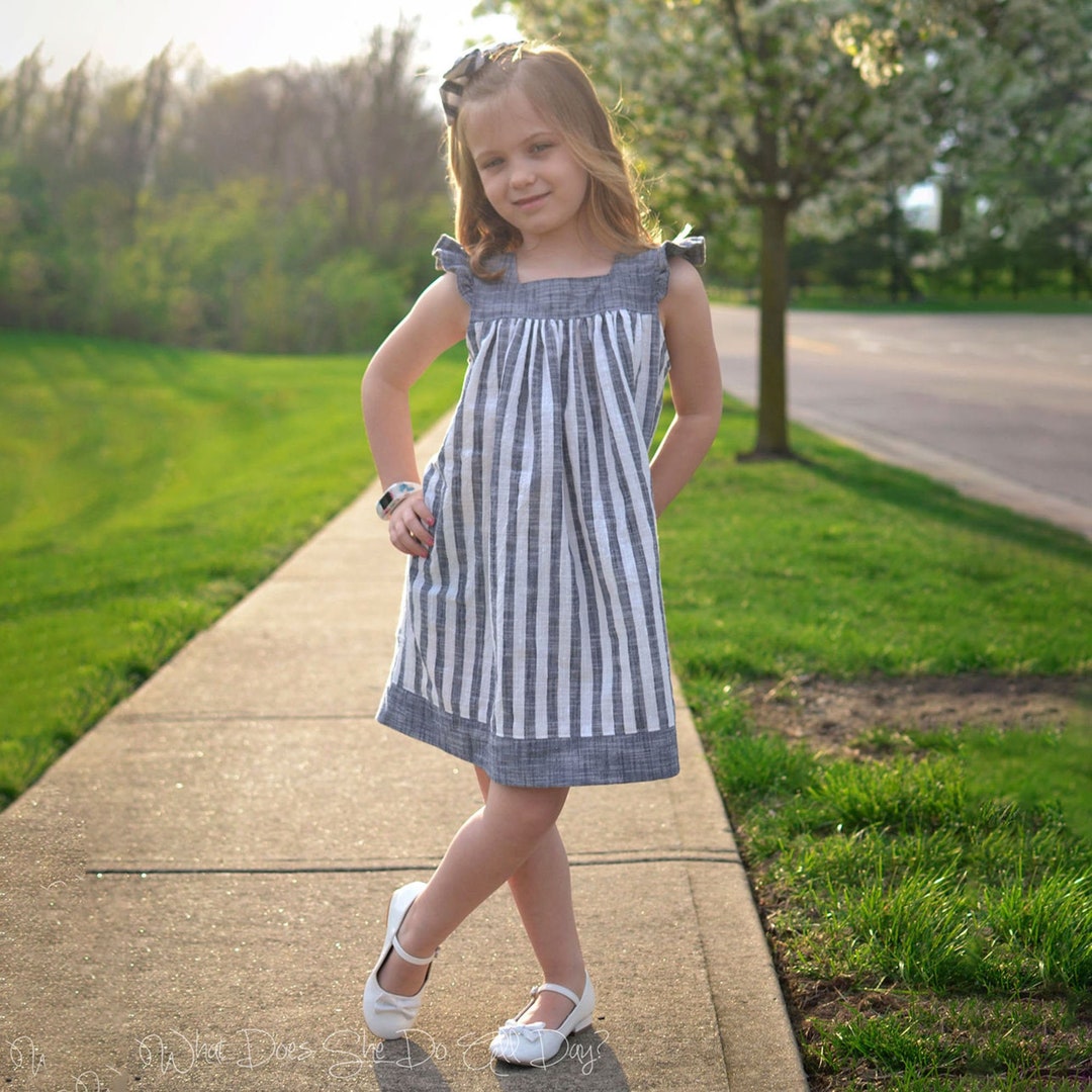 Girls Square Neckline Dress Pattern – Sizes 1-10 (downloadable PDF) - Etsy