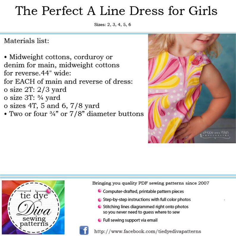 Girls A Line Dress Pattern Reversible Easy to Sew 2 3 4 - Etsy Australia