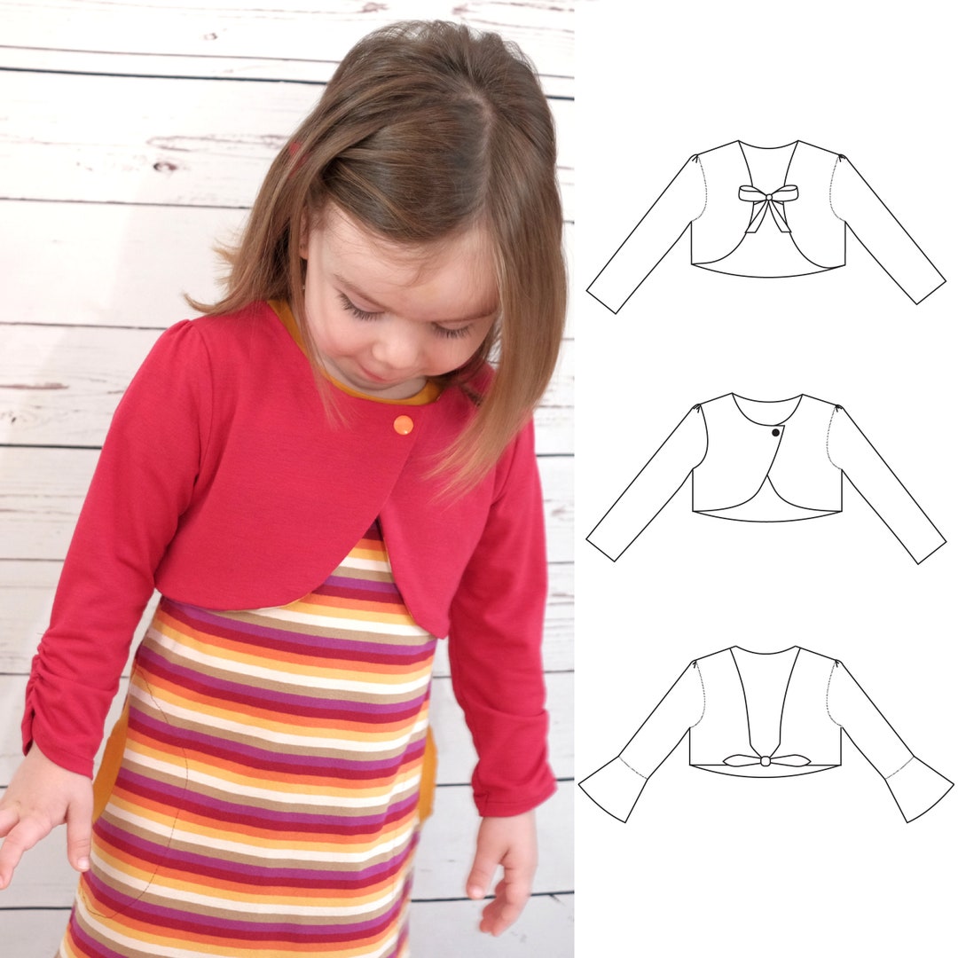 Girls Cardigan Cardi Shrug Bolero Sewing Pattern for Knit Fabric ...
