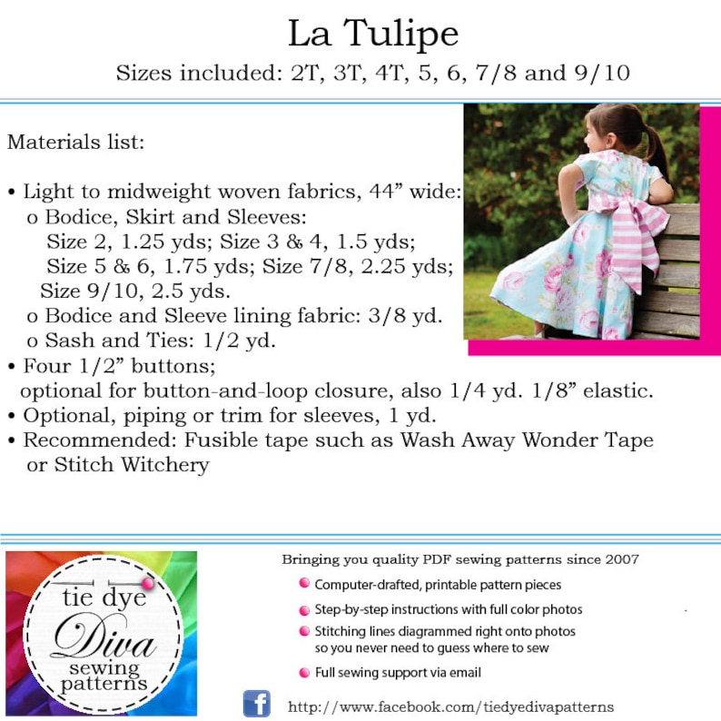 Twirly Dress Pattern for Girls PDF Download Sizes 2 Through - Etsy Canada