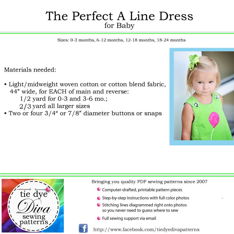 Reversible Baby Dress Pattern PDF the Perfect A Line Dress - Etsy Canada
