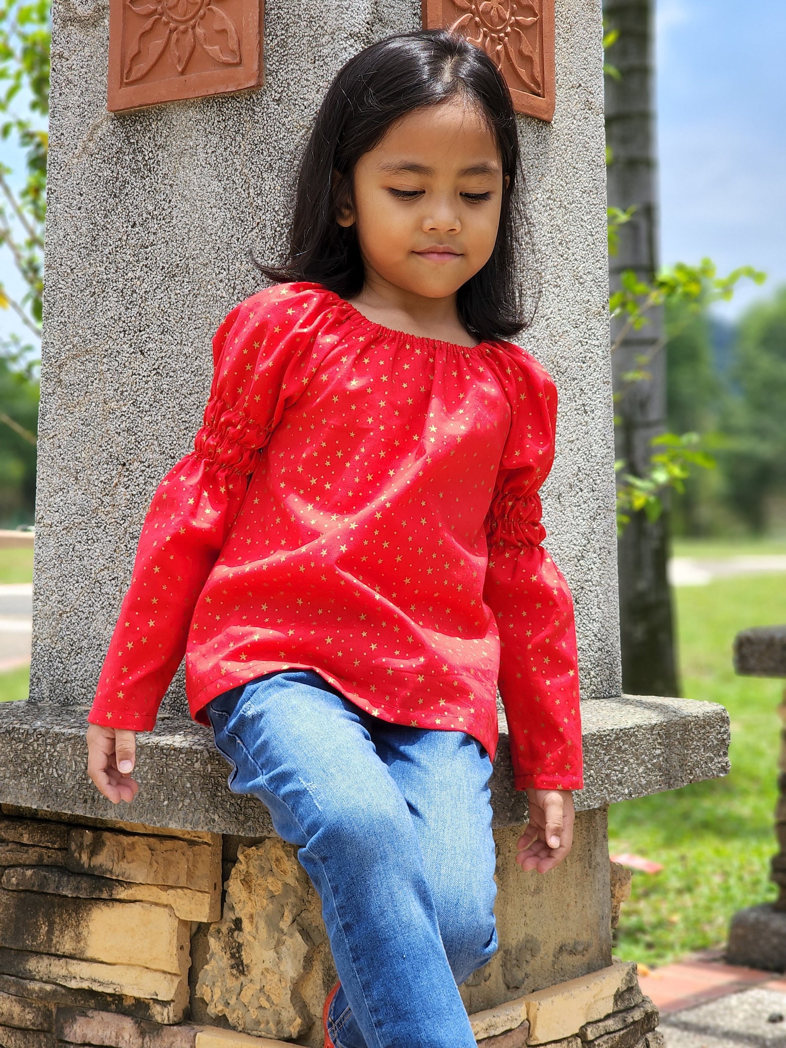 Girl Peasant Top Pattern, Long and Short Sleeves Sewing Pattern - 1 to ...