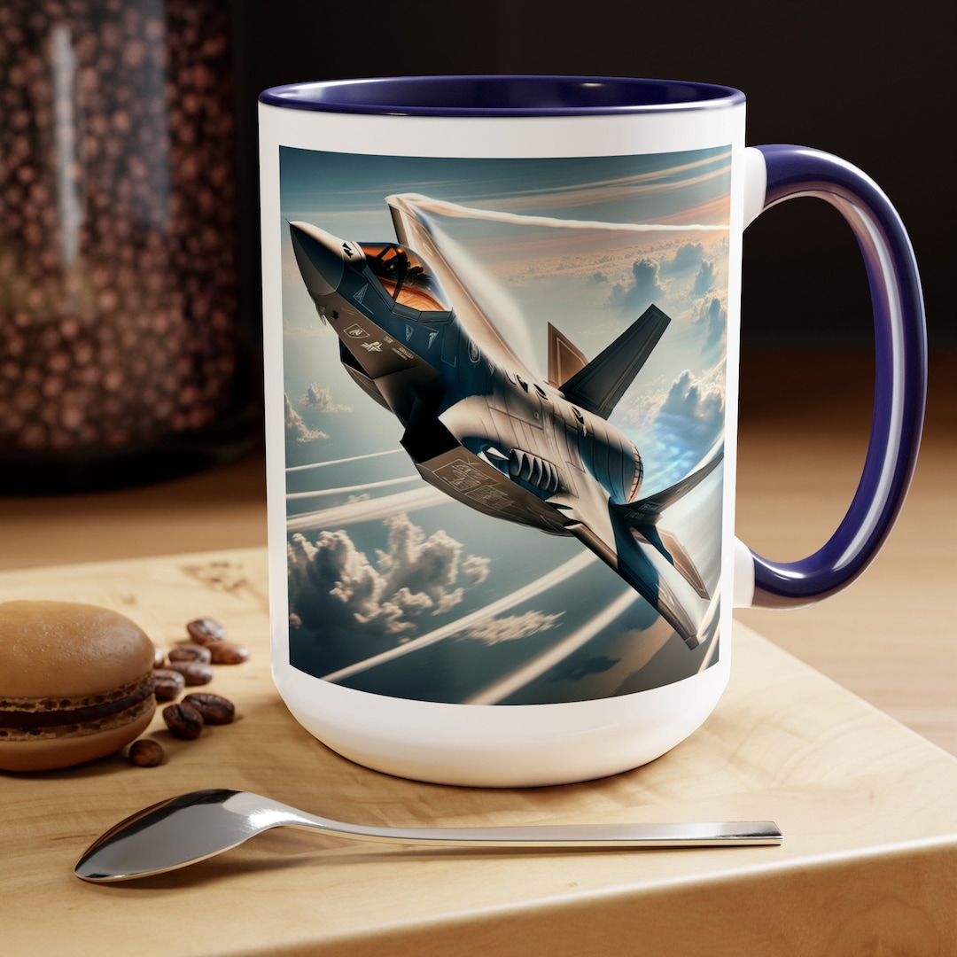 F35 Fighter Jet Two-tone Coffee Mugs, 15oz - Etsy