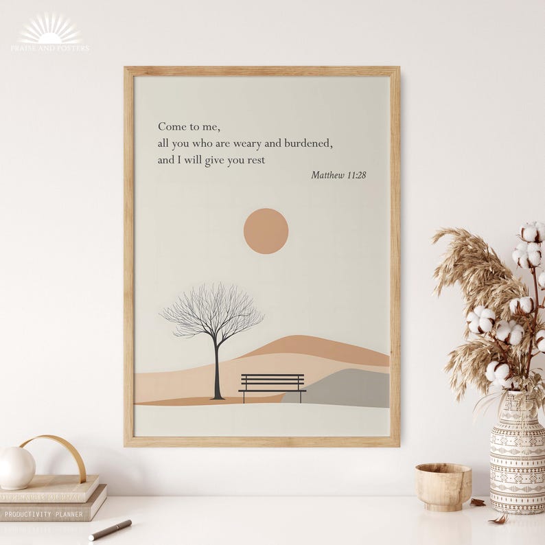 Matthew 11 28 Christian Wall Art, Christian Gifts, Modern Christian Art ...