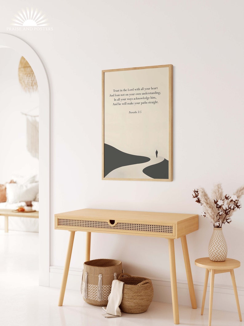 Proverbs 3 5 Modern Christian Art, Christian Wall Art, Baptism Gift ...