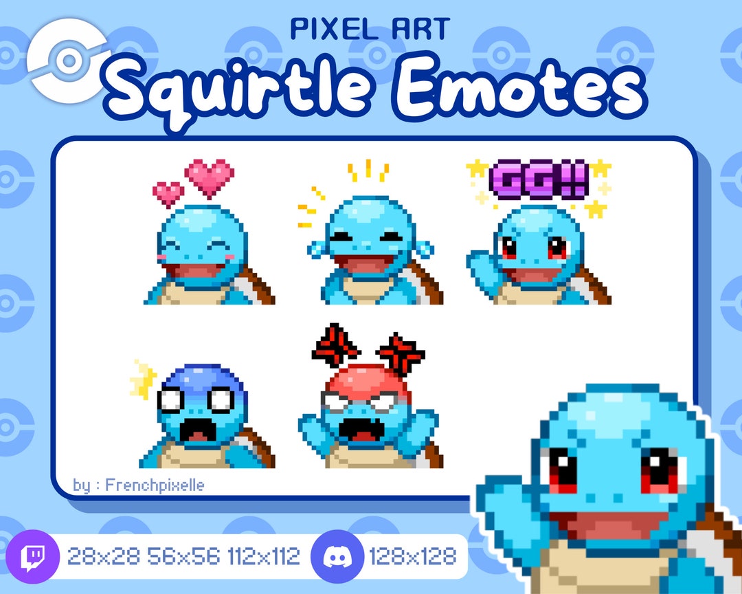 5 Squirtle Twitch Emotes - Discord Emotes - Pixelart Pokemon Emote ...