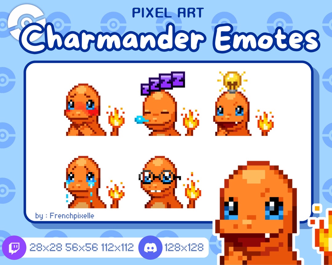 5 Charmander Twitch Emotes - Emotes - Pixelart Pokemon Emote - Emojis ...