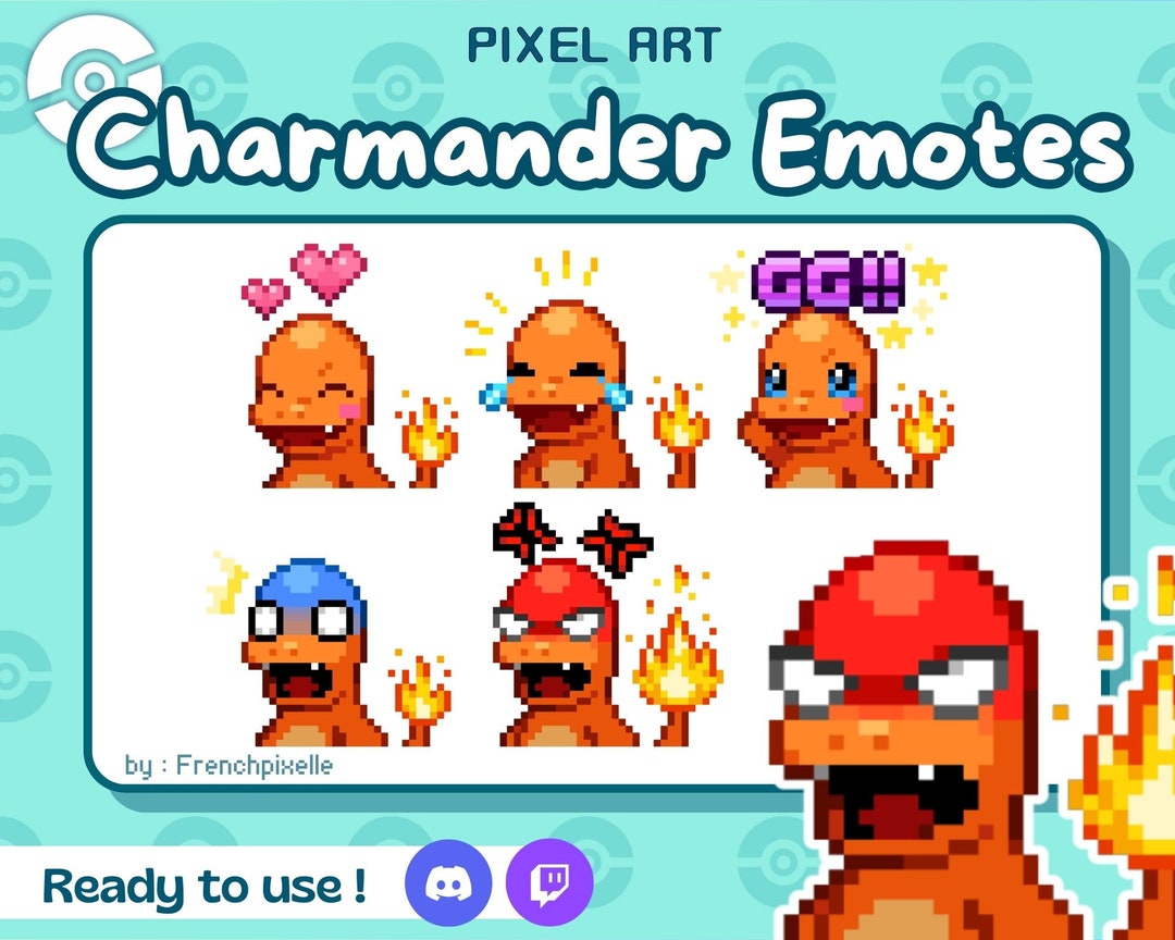 5 Charmander Twitch Emotes 5 Charmander Discord Emotes Pixelart Pokemon ...