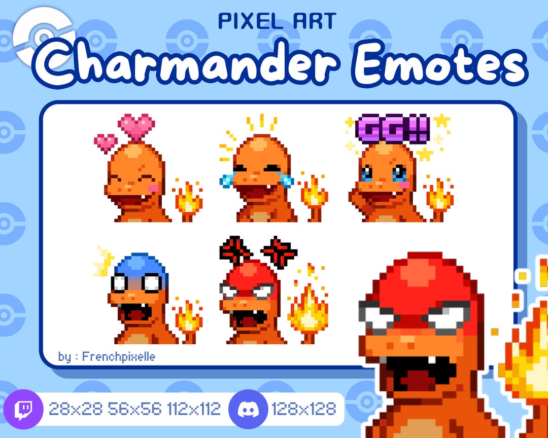 5 Charmander Twitch Emotes - Discord Emotes - Pixelart Pokemon Emote ...