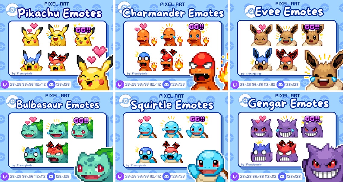 5 Gengar Twitch Emotes - Discord - Pixelart Pokemon Emote - Emojis Cute ...