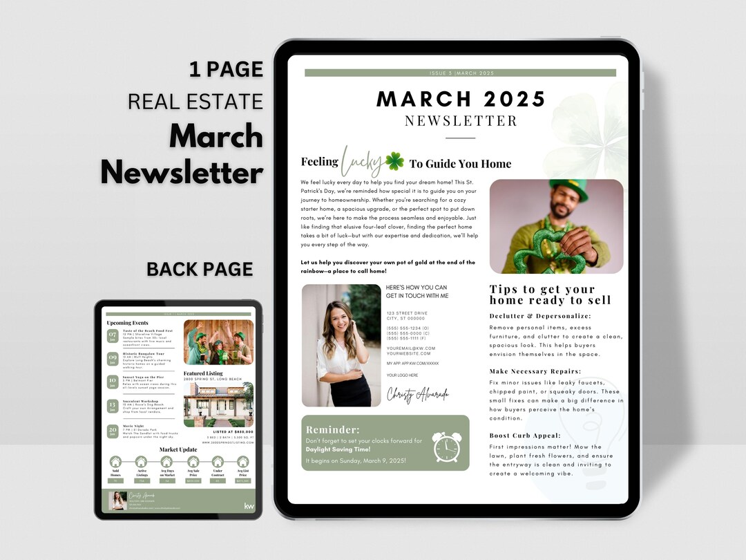 March Real Estate Newsletter: Canva Realtor Mailer (PDF) - Etsy
