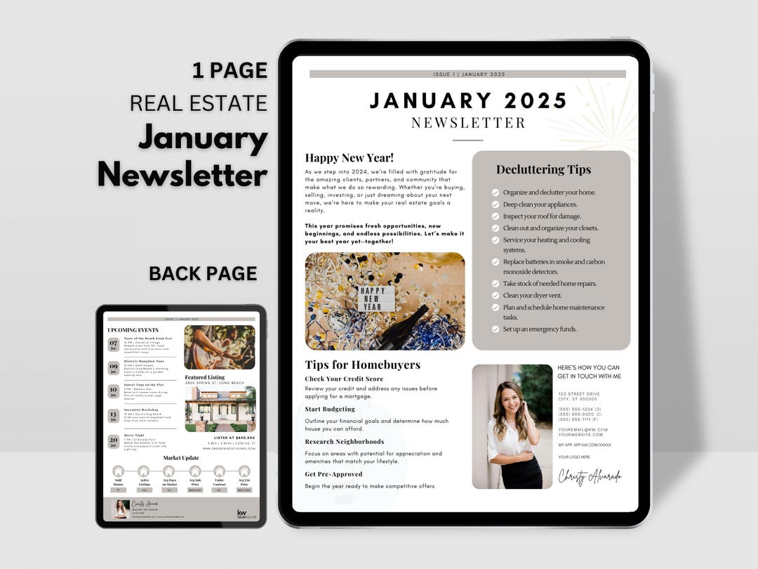 January Real Estate Newsletter: New Year Edition (canva Template) - Etsy